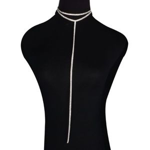 Jewelry | Rhinestone Double Choker Necklace Lariat Chain | Poshmark